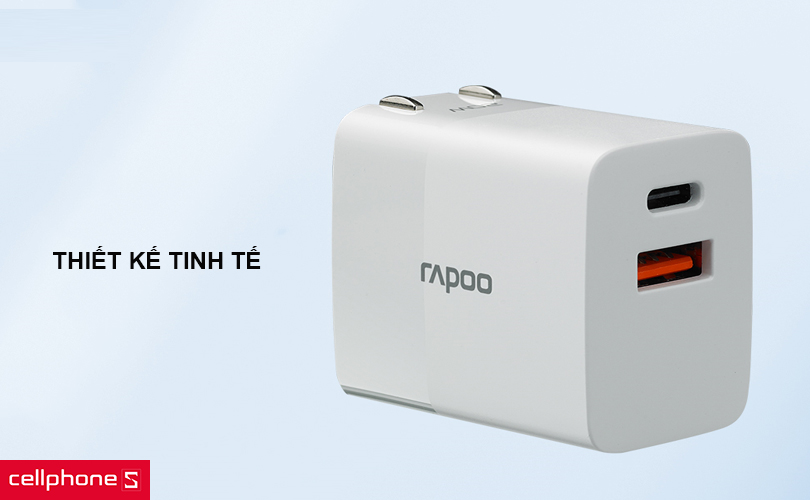 Củ sạc nhanh Rapoo PA20 20W 2 cổng USB-A Type-C | Giá rẻ