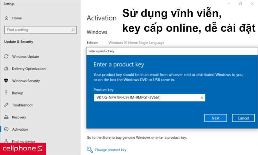 Phần mềm Windows 10 Home 32-bit/64-bit bản quyền, giá rẻ nhất