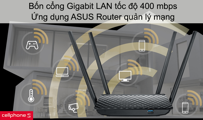 Router Wifi Băng Tần Kép Công suất cao Asus RT-AC1300UHP giá rẻ, chính hãng